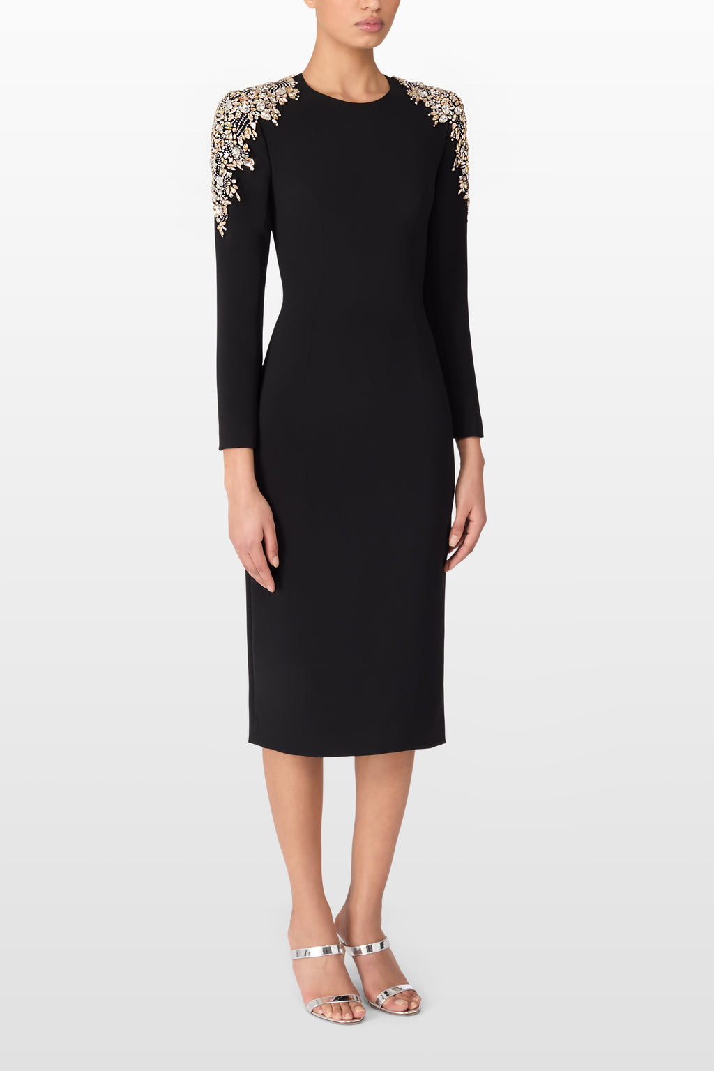 Isla Midi Dress with Embellished Shoulders