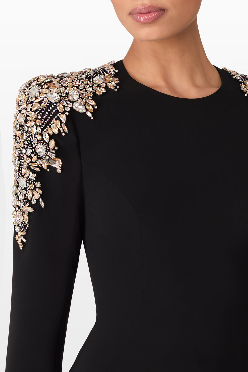 Isla Midi Dress with Embellished Shoulders